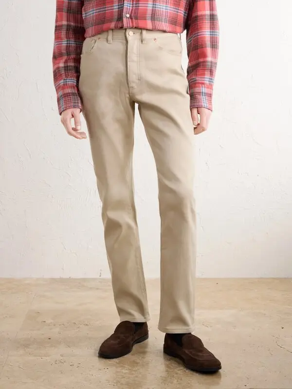 WYTHE Bedford Slim-leg Cotton-corduroy Trousers - Neutrals