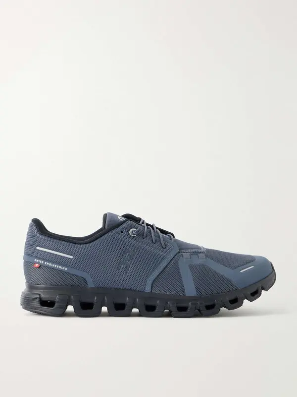 On Cloud 6 Rubber-trimmed Stretch-knit Sneakers - Navy