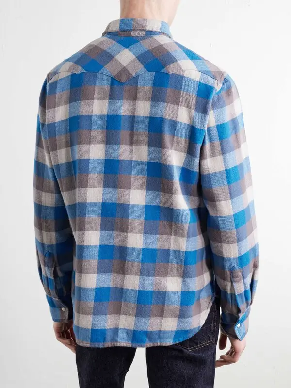 WYTHE Checked Cotton-flannel Western Shirt