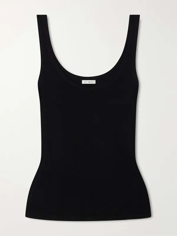 ST. AGNI Ribbed Merino Wool Tank - Black