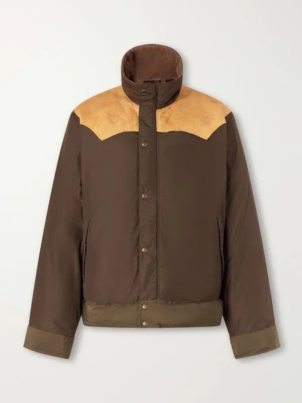 Ralph Lauren Padded Leather-trimmed Shell Jacket