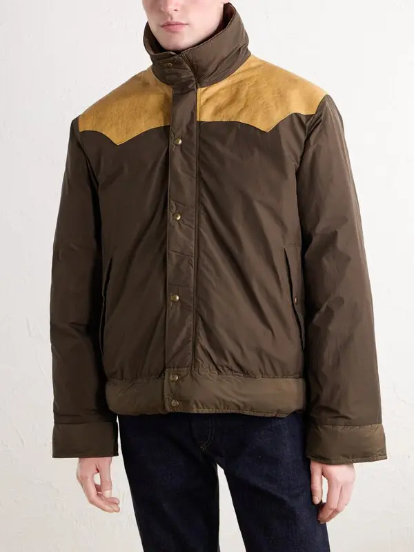 Ralph Lauren Padded Leather-trimmed Shell Jacket