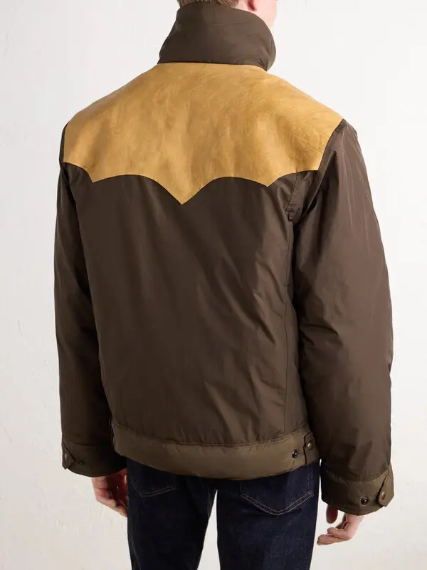 Ralph Lauren Padded Leather-trimmed Shell Jacket