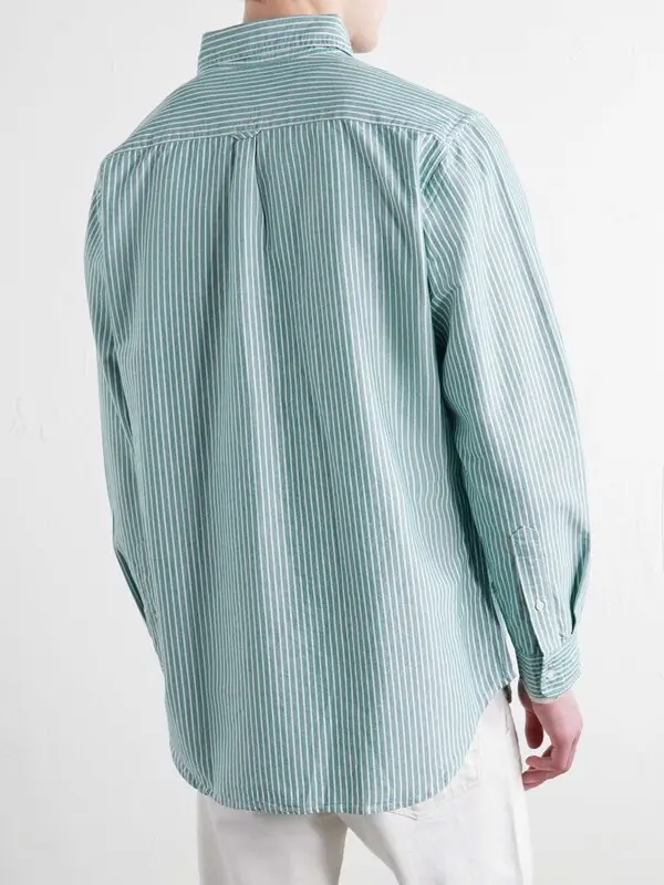 WYTHE Button-down Collar Striped Cotton Oxford Shirt