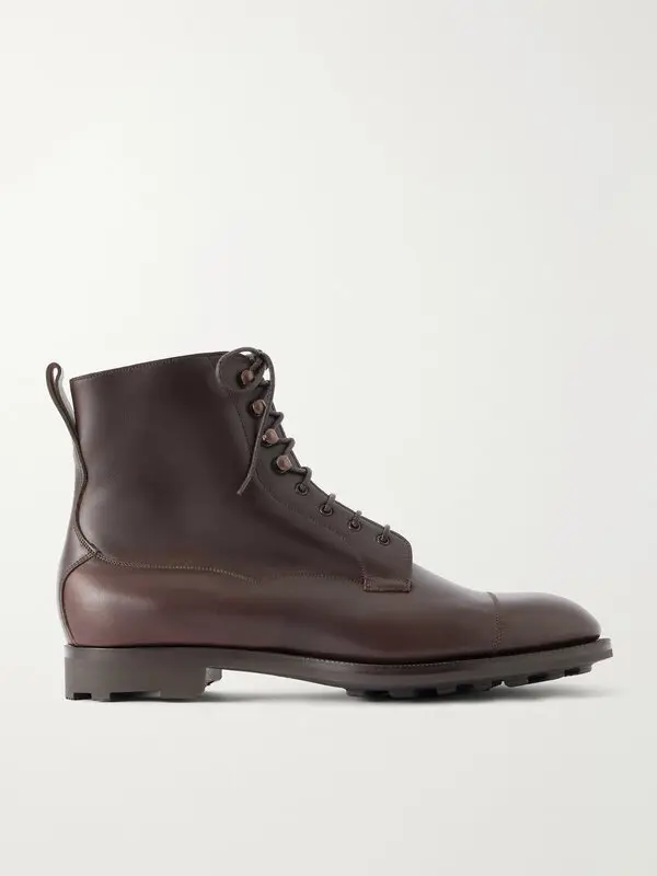 EDWARD GREEN Galway Cap-toe Leather Boots - Brown