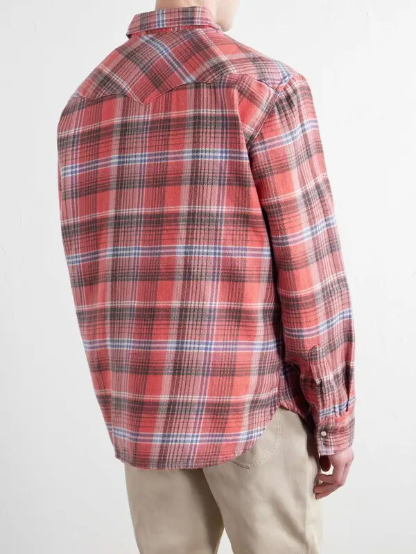 WYTHE Checked Cotton-flannel Western Shirt