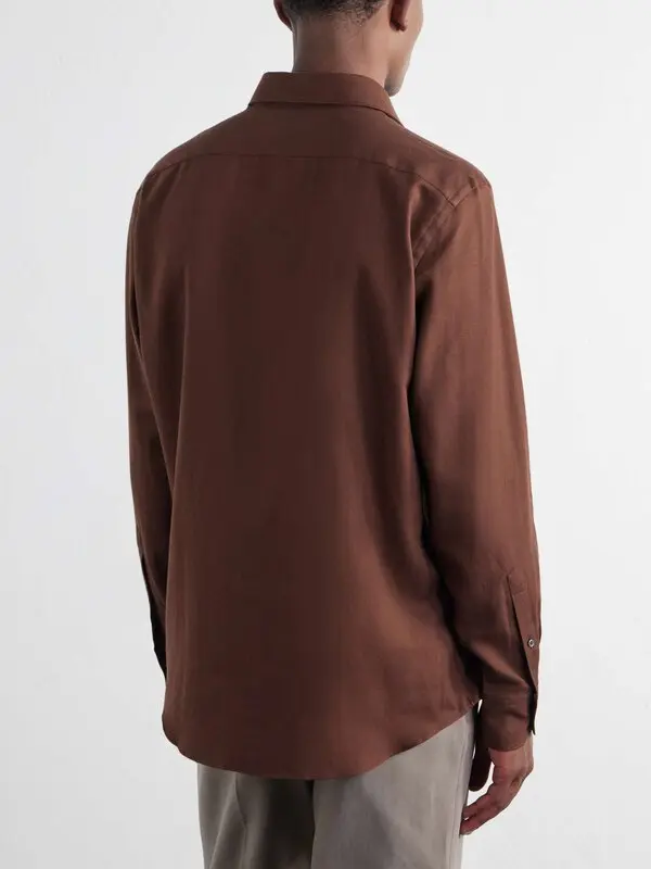 Zegna Cotton And Cashmere-blend Twill Shirt