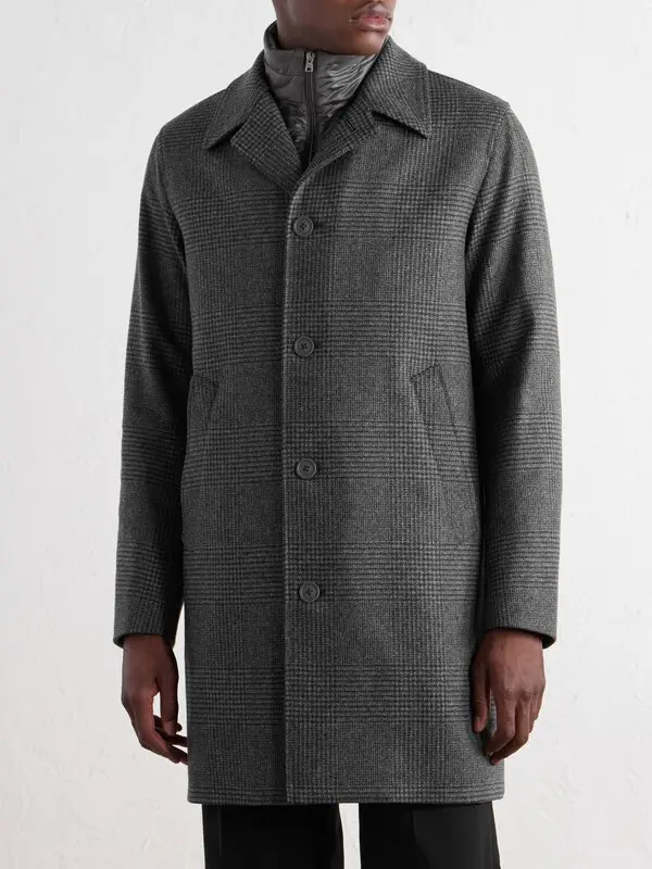Herno Padded Wool-blend Tweed Coat