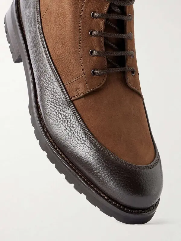 MORJAS Country Leather-trimmed Nubuck Lace-up Boots