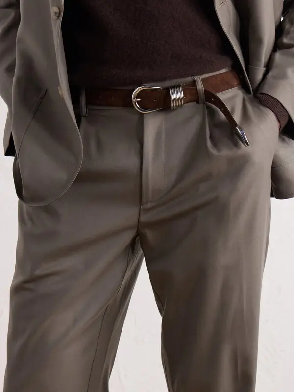 DEHANCHE 3cm Hollyhock Suede Belt - Brown