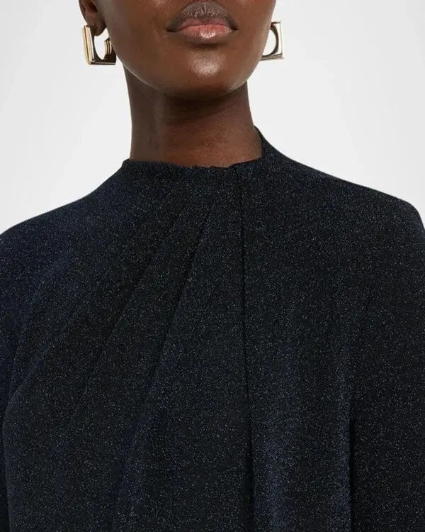 Vince Twist Mock-neck Metallic Top - Midnight