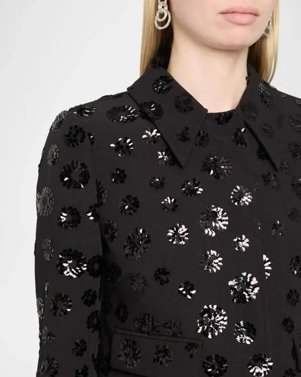 MILLY Pia Sequin Jacket - Black