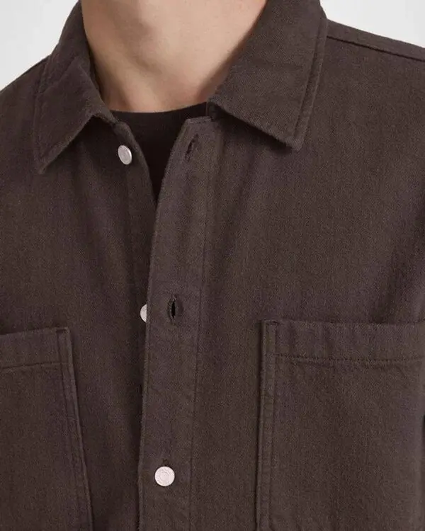 FRAME Apos;s Textured Terry Double Pocket Relaxed Shirt - Espresso