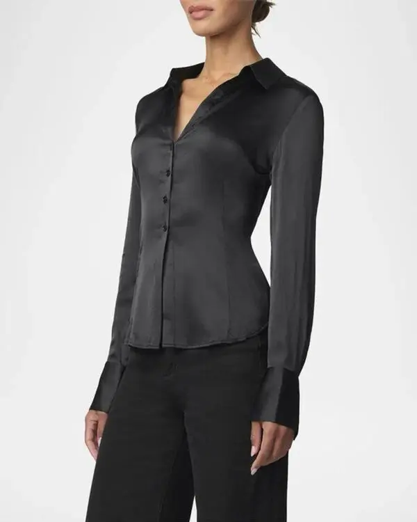 JOE & APOS;S JEANS The Cora Satin Slim-fit Shirt - Black