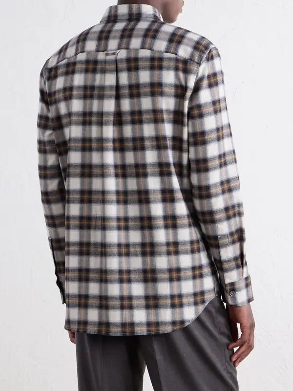 Brioni Checked Cotton-flannel Shirt