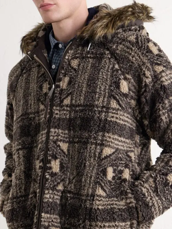 Ralph Lauren Hooded Plush-trimmed Fleece Jacket