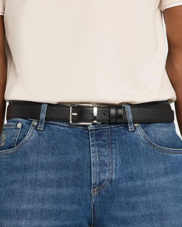 Montblanc Apos;s Grained Leather Pin-buckle Belt - Black
