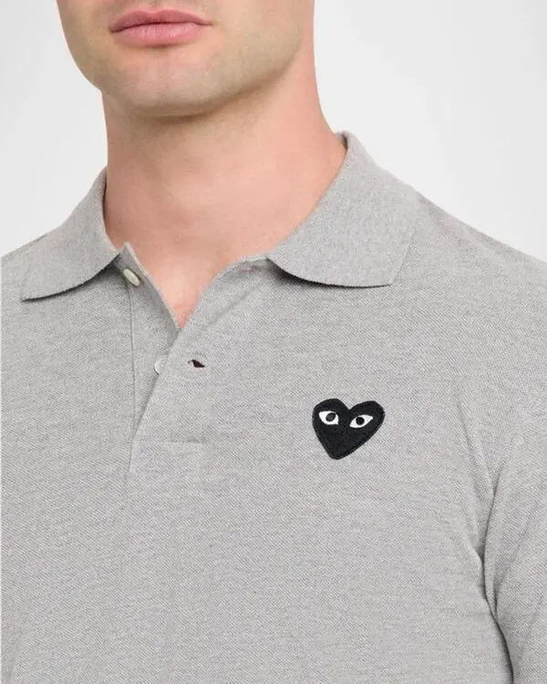 Comme Des Garçons Apos;s Black Heart Cotton Polo Shirt