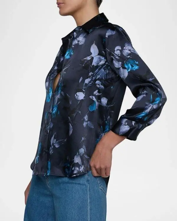 L & Apos;AGENCE Dani Silk Button-front Blouse