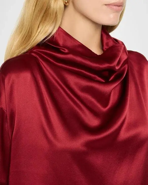 Eileen Fisher Cowl-neck Silk Charmeuse Top