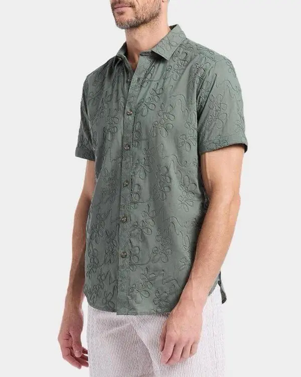 Robert Graham Apos;s Grafton Cotton Floral Embroidered Short-sleeve Shirt