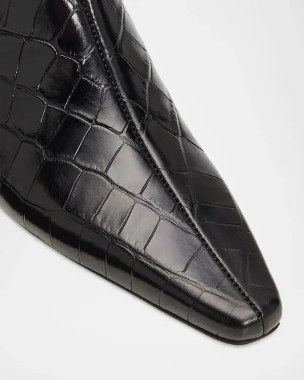TOTEME 35mm Slim Croc-embossed Leather Ankle Boots - Black