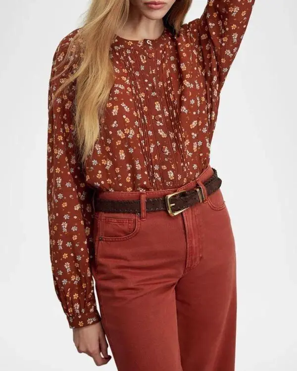 Veronica Beard Lollie Floral Button-front Blouse
