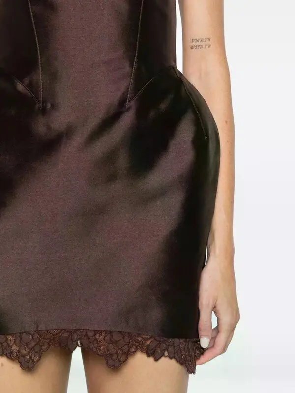 DE LA VALI Morta Mini Dress In Plum Twill