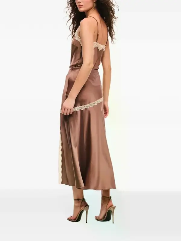 LoveShackFancy Emmabelle Lace-trim Midi Skirt - Brown