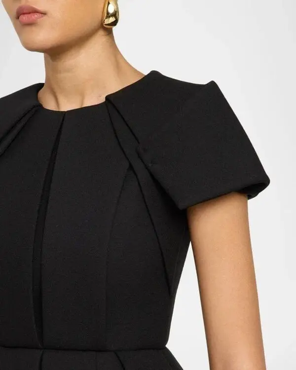 Dice Kayek Pleated Cap-sleeve Fit-&-flare Mini Dress
