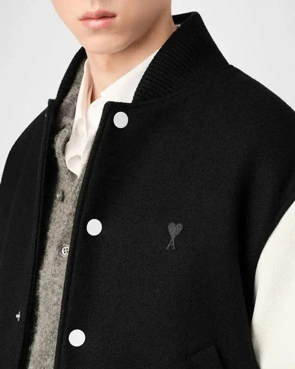 AMI Paris Apos;s Padded Varsity Jacket - Noir