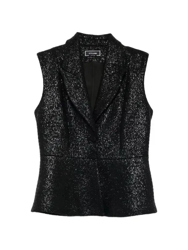 STYLAND Single-breasted Waistcoat - Black