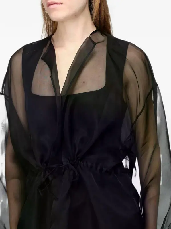 CRIDA MILANO Sheer Drawstring-waist Blouse