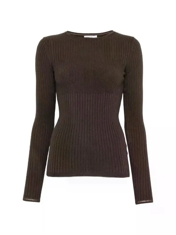 Patrizia Pepe Rib-knit Slim-fit Sweater - Brown