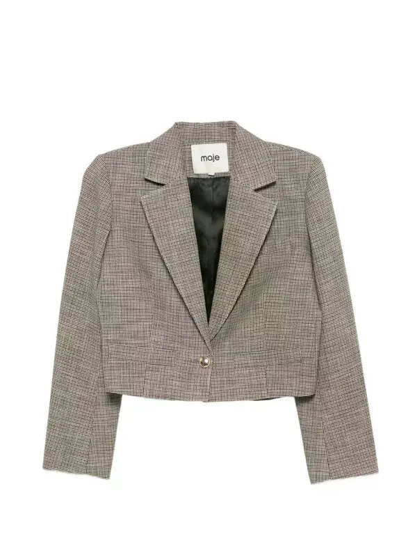 Maje Short Checked Suit Jacket
