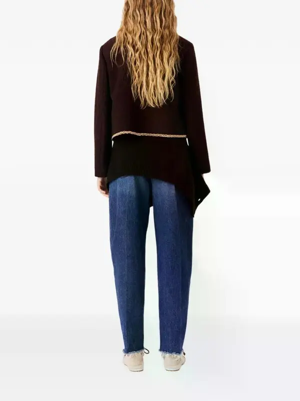 Maje Tweed Jacket With Chain Trim - Brown
