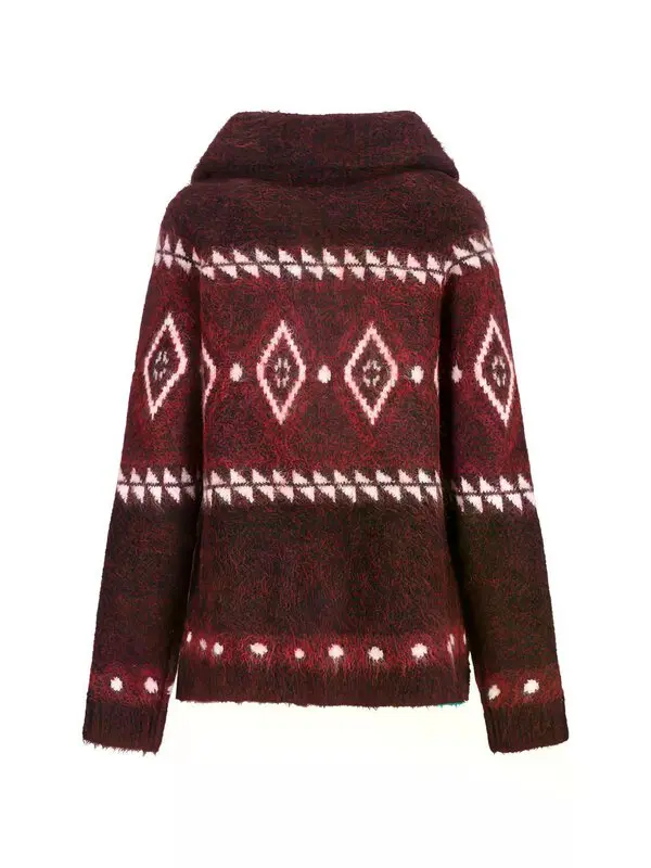 BORGO ASOLO Rombi Geometric-pattern Brushed Jacket - Red