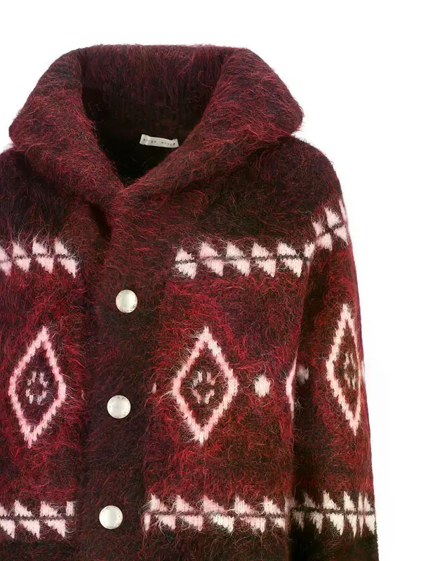 BORGO ASOLO Rombi Geometric-pattern Brushed Jacket - Red
