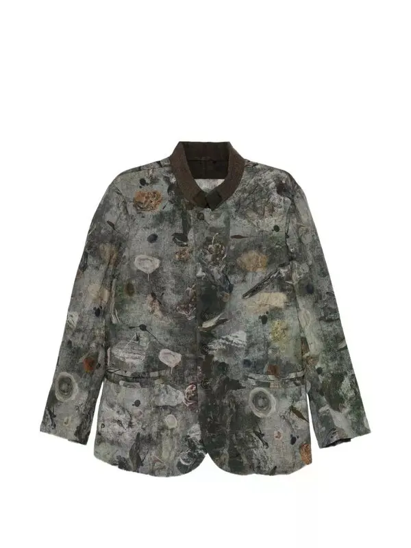ZIGGY CHEN Digital-print Stand-collar Blazer