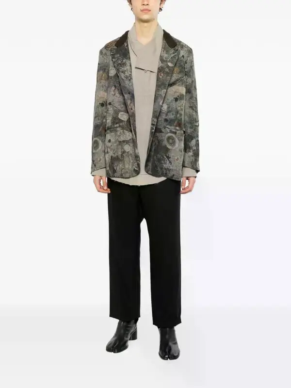 ZIGGY CHEN Digital-print Stand-collar Blazer