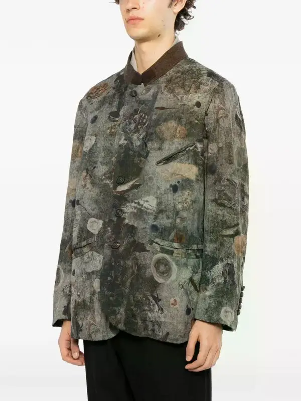 ZIGGY CHEN Digital-print Stand-collar Blazer