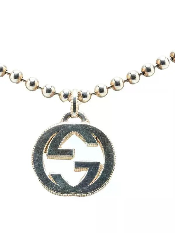 Gucci 20th Century Sterling Interlocking G Pendant Necklace Costume Necklace - Silver