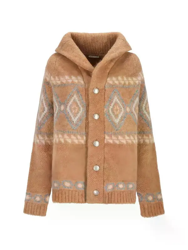 BORGO ASOLO Rombi Intarsia-knit Jacket - Brown