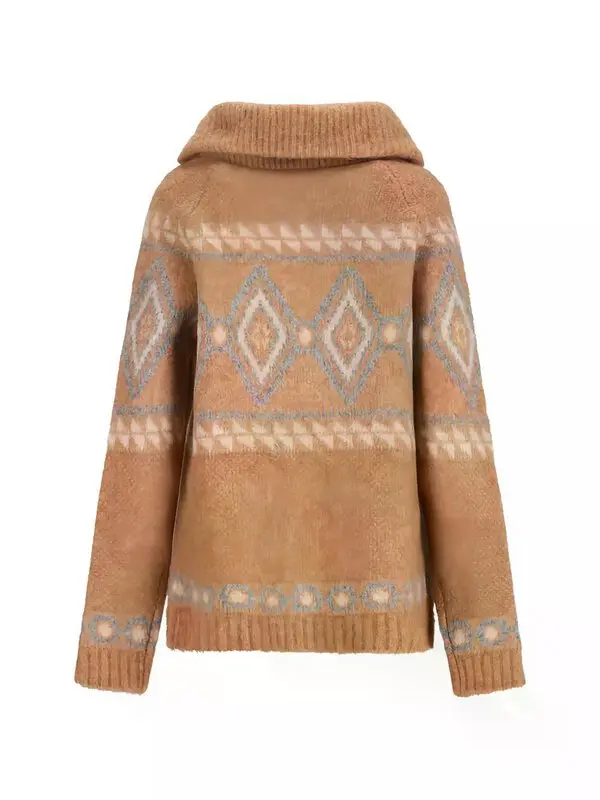 BORGO ASOLO Rombi Intarsia-knit Jacket - Brown