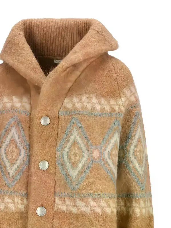BORGO ASOLO Rombi Intarsia-knit Jacket - Brown