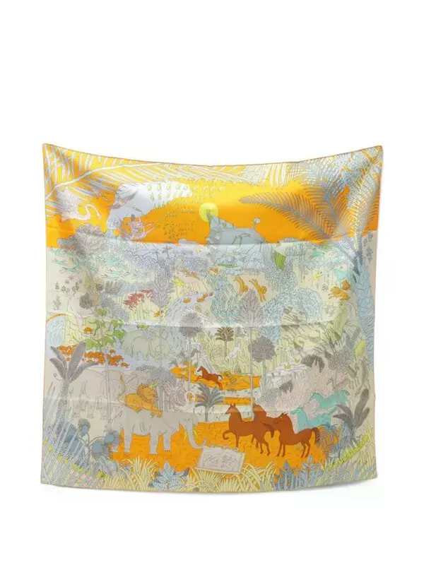 Hermès 2020s Le Carnaval Des Animaux Scarf - Orange