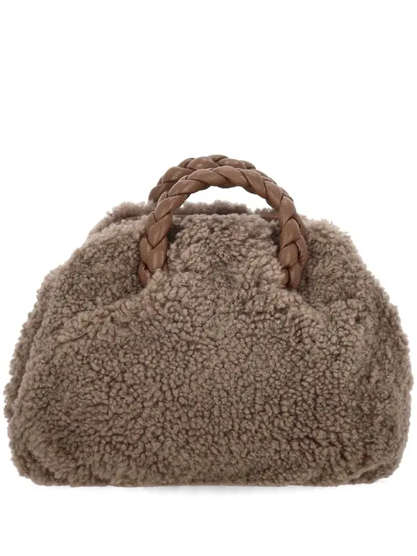 Hereu Braided-handle Shearling Tote Bag