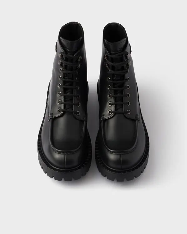 Prada Laced Leather Booties