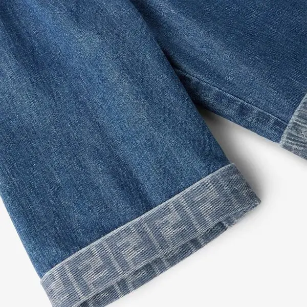 Fendi Denim Baby Pants With Printed Logo