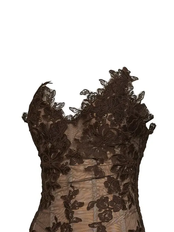 Giuseppe Di Morabito Sheer Embroidered Lace Bustier
